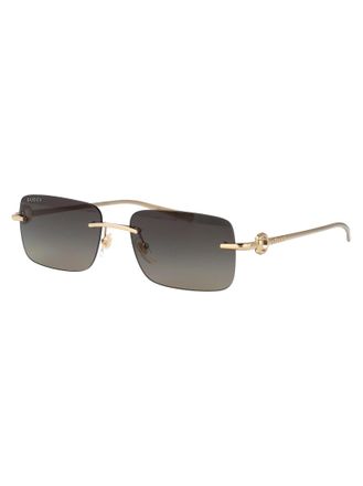 Gucci GG1703S Metal Rectangle Sunglasses - Gold