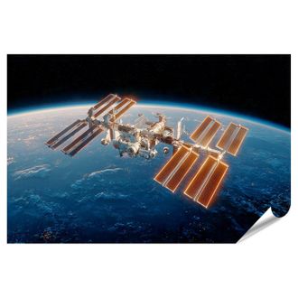 Islandburner Poster Internationale Raumstation &uuml;ber der Erde f&uuml;r Raumfahrtliebhaber - Standard