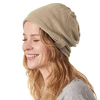 Charm by Casualbox Chapeau Femme Bonnet Homme Slouchy - Beanie Ete de 100% Coton Casquette Chimio Bonnet Nuit Tombant L&eacute;ger Beige