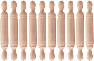 Hemoton 10 St&uuml;ck Mini Rollen Nudelholz 5cm Mini Nudelh&ouml;lzer zum Basteln kleine Teigroller aus Holz Miniatur Hausm&ouml;bel, Kochgeschirr F&uuml;r Puppenstuben Kuchen We