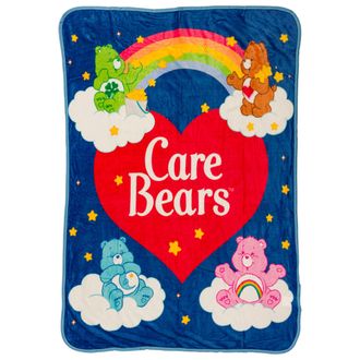 Silver Buffalo Care Bears Fleece-&Uuml;berwurf, Regenbogen-Herz-Logo mit Cheer Bear, Bedtime Bear, Cheer Bear und Tenderheart Bear, 114,3 x 152,4 cm, weiche und gem&uuml;tlich