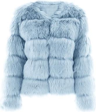 ZhuiKun Manteau en Fausse Fourrure pour Femme Pardessus Court en Fourrure Artificielle Solide Épais Chaud Parka Veste - Style 21, M