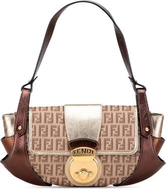 Fendi Hobo Bags - Zucchino Canvas and Metallic Leather Compilation S - Gr. unisize - in Braun - für Damen