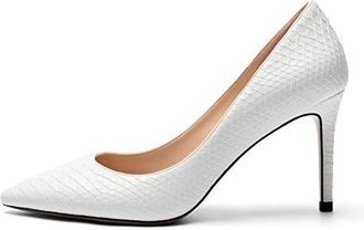 elashe Escarpins Talon Hauts Femme 3.2 Bout Pointu ferm&eacute; 8CM Classique Bureau Soiree 8cm/3.2 Blanc EU39