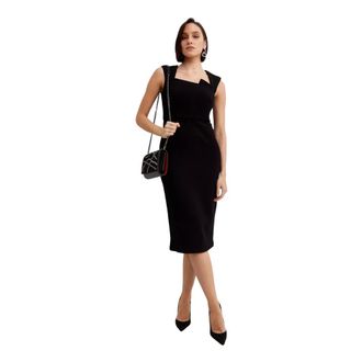 Roland Mouret Femme, Robes, Noir, Taille: 36 FR Robe Noire avec Encolure Asymétrique