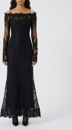 Blumarine Langes Abendkleid aus Spitze mit Paillettenstickerei