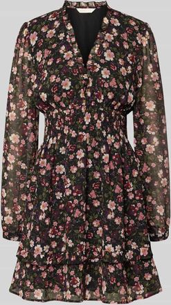 Apricot Minikleid im Allover-Look mit elastischem Taillenband