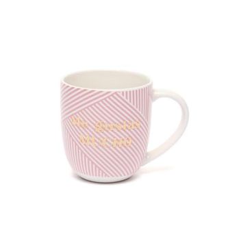 Draeger PARIS 1886 - Schicke Keramiktasse, 320 ml, Design: Me gustas Mucho - Rosa geometrisches Design mit goldener Botschaft - Dekorative Kaffeetasse in Gesc