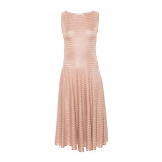 Antonino Valenti Strick Bootausschnitt Kleid Ausgestellter Rock - - Dresses - Damen - Beige - M