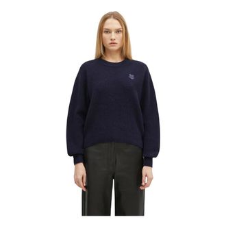 Maison Kitsun&eacute; Pullover mit auff&auml;lligem Fuchs-Kopf-Patch - - Knitwear - Damen - Blau - M