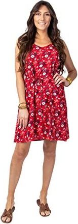 Coton Du Monde | Robe Courte de Plage Lena Fleurie Rouge 44