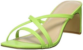 The Drop Amelie Sandales à talon et bout carré pour Femme, Vert citron, 38.5 EU