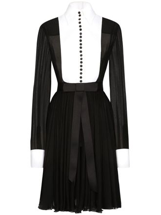 Dolce & Gabbana robe-chemise &agrave; plastron contrastant - Noir