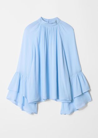 & Other Stories Bluse Mit Volants Und Stehkragen - Blau