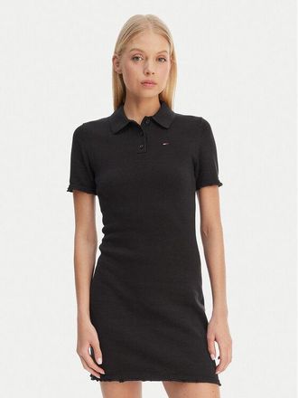 Tommy Jeans Kleid f&uuml;r den Alltag Lettuce DW0DW22336 Schwarz Slim Fit
