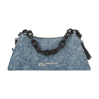 Karl Lagerfeld Femme, Sacs, Bleu, Taille: ONE Size Denim Chain Small Shoulderbag