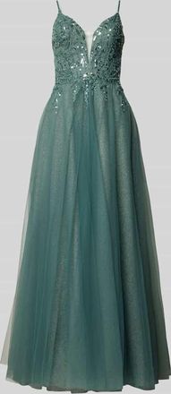 Luxuar Abendkleid mit tiefem V-Ausschnitt