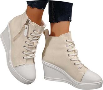 Generic Chaussures d&eacute;contract&eacute;es pour femme - Baskets &agrave; plateforme tendance - Chaussures &agrave; lacets confortables &agrave; enfiler - Talon &eacute;pais - Chaussures de randonn