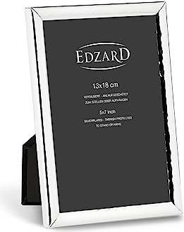Edzard Cadre photo Riga (13 x 18 cm) &eacute;l&eacute;gant plaqu&eacute; argent, prot&eacute;g&eacute; contre le ternissement, avec crochet de suspension, cadre photo, argent&eacute;, format portrait