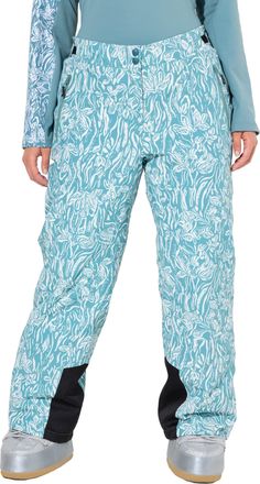 Ulla Popken Damen gro&szlig;e Gr&ouml;&szlig;en &Uuml;bergr&ouml;&szlig;en Plus Size Skihose, wasserdicht, Klettriegel, Formknie, recycelt eisgr&uuml;n 60 832589720-60