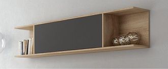 PEGANE Pegane - Etagère murale coloris chêne cambrian, graphite- Longueur 160 x Profondeur 27.8 x Hauteur 35.2 cm