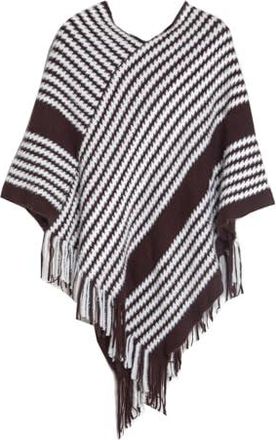 Generic Poncho Femme Hiver Chaud Chale Femme Hiver Chaud Cape Femme Effet enveloppant Poncho Manches Chauve-Souris Ray&eacute; Franges Automne-Hiver-Printemps