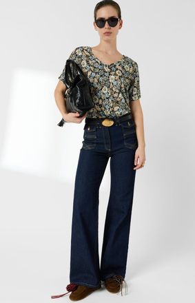 Gerard Darel T-shirt V &agrave; fleurs - MALINAE - Jeans