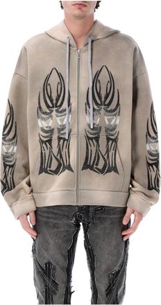 Who Decides War by Ev Bravado Homme, Sweatshirts et sweats &agrave; capuche, Gris, Taille: XL Winged Zip Up