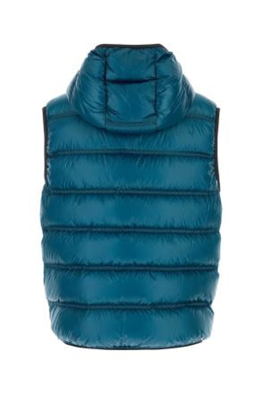 Moncler Mens Petrol Blue Nylon Sleeveless Pantestrel Down Jacket 74l Giacche E Gilet