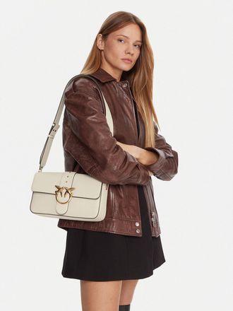 Pinko Handtasche PINKO Love One Classic Slouchy Fl PLTT 104524 A2OX Wei&szlig;