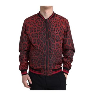 Dolce & Gabbana Rote Bomberjacke mit Leopardenmuster - - Jackets - Herren - Rot - S