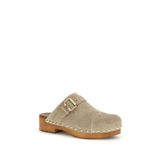 Chlo&eacute; Womens Beige Calf Leather Bos Taurus Clogs Shoe
