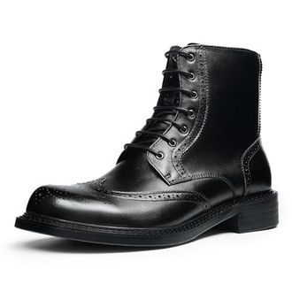 Generic Bottes &agrave; Lacets en Cuir pour Hommes | Bottines &agrave; Bout ail&eacute; avec Doublure en Peau de Porc pour Le Travail et Les Loisirs,Noir,44.5 EU