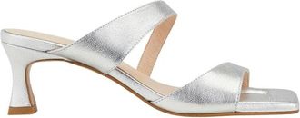 Cosmoparis Femme, Chaussures, Gris, Taille: 40 EU Mule en cuir verni craquel&eacute; avec talon bobine