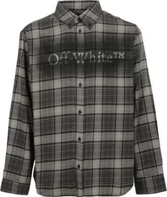 Off-white Homme, Chemises, Noir, Taille: L Spray Book Check Flannel Shirt