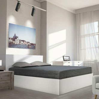 Weber Industries Le Quai Des Affaires - Lit coffre 140x190 cm avec sommier et tête de lit blanc - loni