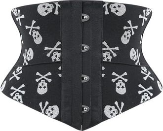 Generic Corset Femme Gothique, Ceinture Abdominale En Forme De Cr&acirc;ne, Ceinture Punk Gothique &Agrave; Blocs De Couleurs, Gaine Amincissante &Agrave; Double Ar&ecirc;te De Poisson