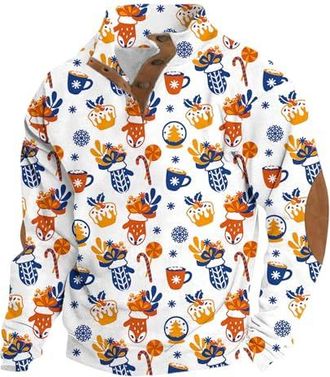 Generic Sweatshirts pour hommes, sweatshirts de Noël pour hommes, sweatshirts tendance à imprimé graphique flocon de neige, sweatshirt surdimensionné à manche