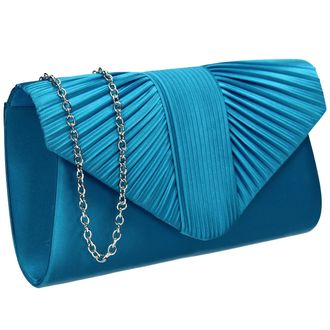 Swankyswans Sophie Damen-Clutch, Satin, Party, Abschlussball, Hochzeit, Abend, Clutch, blau, One Size