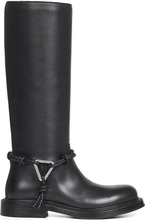 Bottega Veneta Femme, Chaussures, Noir, Taille: 36 1/2 EU James Leather Bottes &agrave; cheville