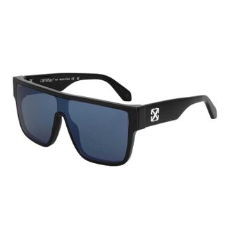 Off-white Schildpatt-Sonnenbrille f&uuml;r Damen, Quadratisch (Schwarz/Blau)