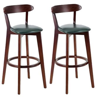 Generic Barhocker-Set (2Er-Set), Tresenh&ouml;he 61/71/81 cm mit R&uuml;ckenlehne, Rustikale Barhocker mit Kunstlederbezug und Holzbeinen f&uuml;r Die K&uuml;cheninsel
