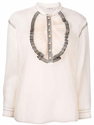 Tory Burch Bluse mit R&uuml;schenborten - Nude