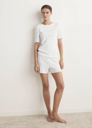 Mango T-shirt en coton d&eacute;saiguill&eacute; blanc - Femme - S - MANGO