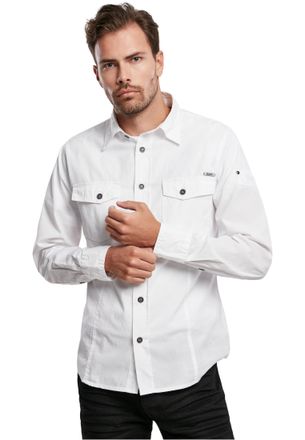 Brandit Slim Fit Shirt Long Sleeve, Farbe: White, Gr&ouml;&szlig;e: XXL