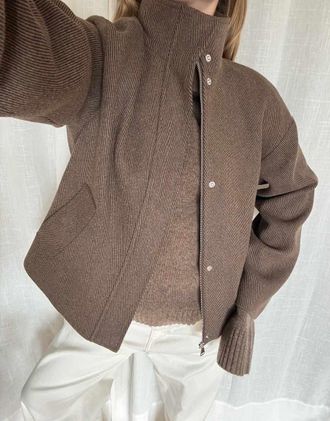 NA-KD Veste &agrave; col montant marron