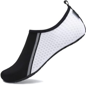 Saguaro Wassersportschuhe Herren Damen Schwimmschuhe Schnell Trocknend Aquaschuhe rutschfest Leicht Surfschuhe Bequeme Badeschuhe, Weiß 46/47