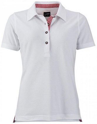 James & Nicholson Poloshirt Damen Traditional Polo / Trachtenkn&ouml;pfe aus Horn-Imitat