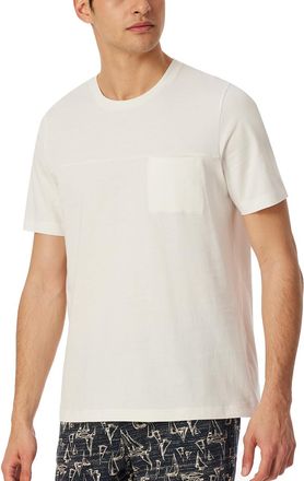 Schiesser Herren Schlafshirt Kurzarm Rundhals-Mix + Relax Pyjamaoberteil, Off-White_182599, 54