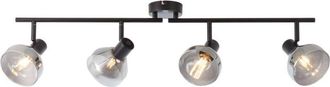 Brilliant Lampe tube r&eacute;fl&eacute;chissant spot 4 ampoules noir mat / verre fum&eacute; 4x D45, E14, 18W, adapt&eacute; aux lampes &agrave; suspension (non inclus) &Eacute;chelle a ++ &agrave; e T&ecirc;tes